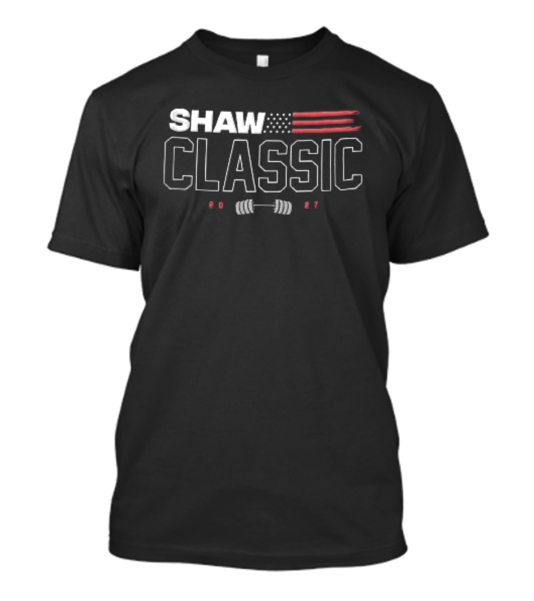 Shaw Classic 2023 American Flag Barbell Event T-Shirt