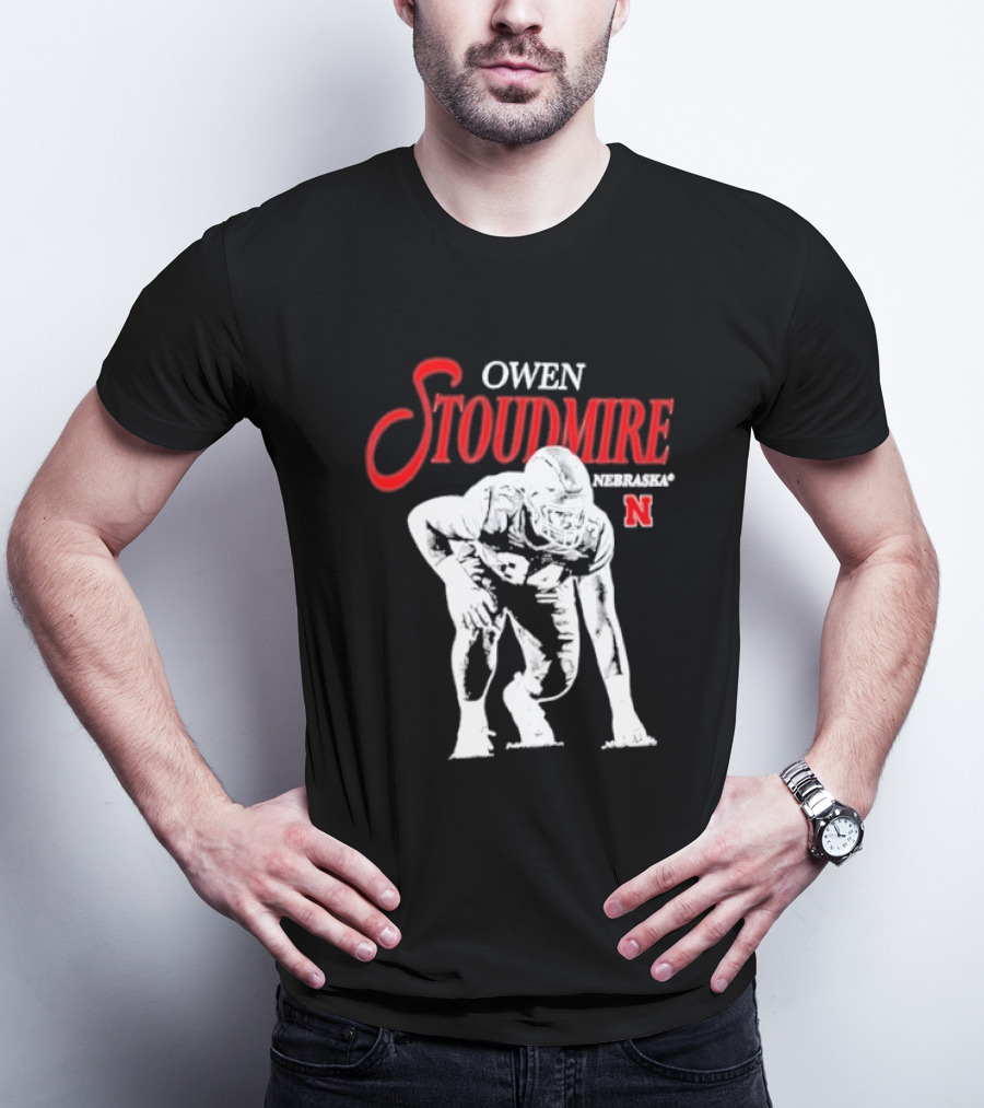 Owen Stoudmire Nebraska Cornhuskers NCAA Football Pose T-Shirt