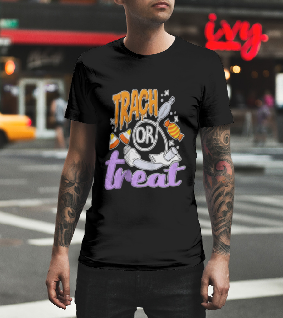 Trach Or Treat Halloween Tracheostomy Medical Candy T-Shirt