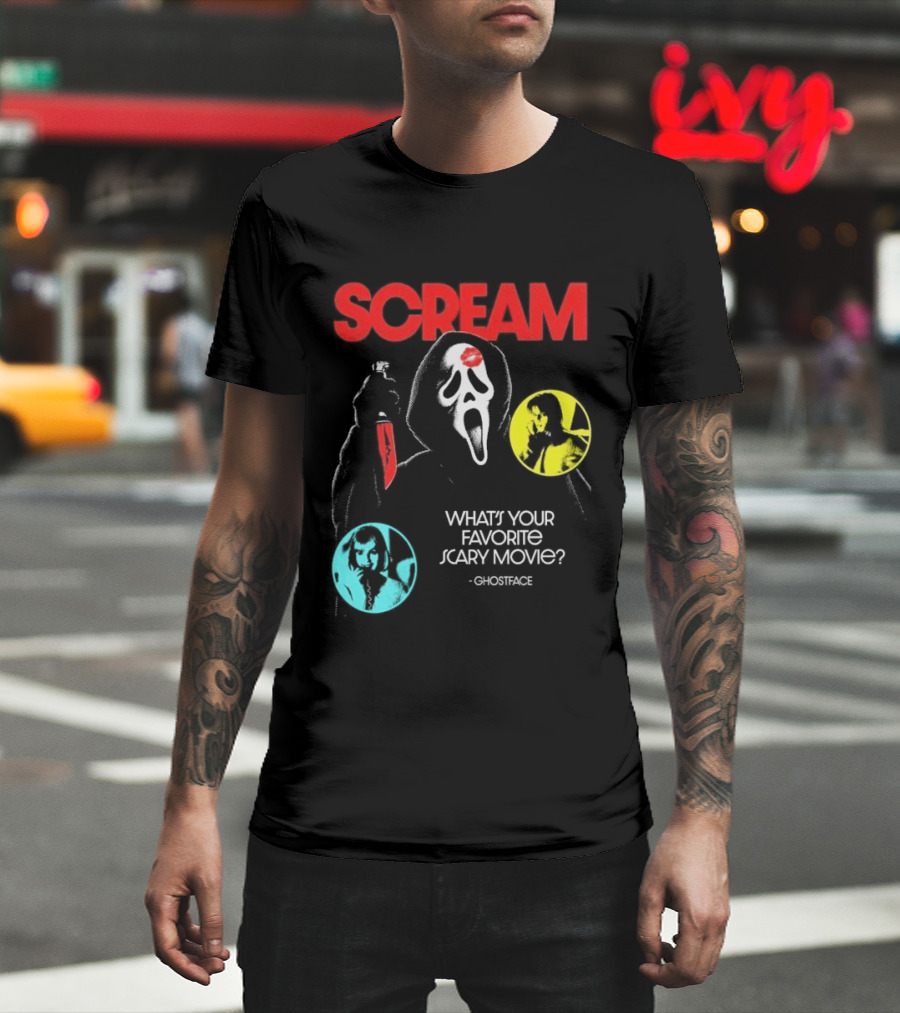 Scream Ghostface What's Your Favorite Scary Movie? T-Shirt