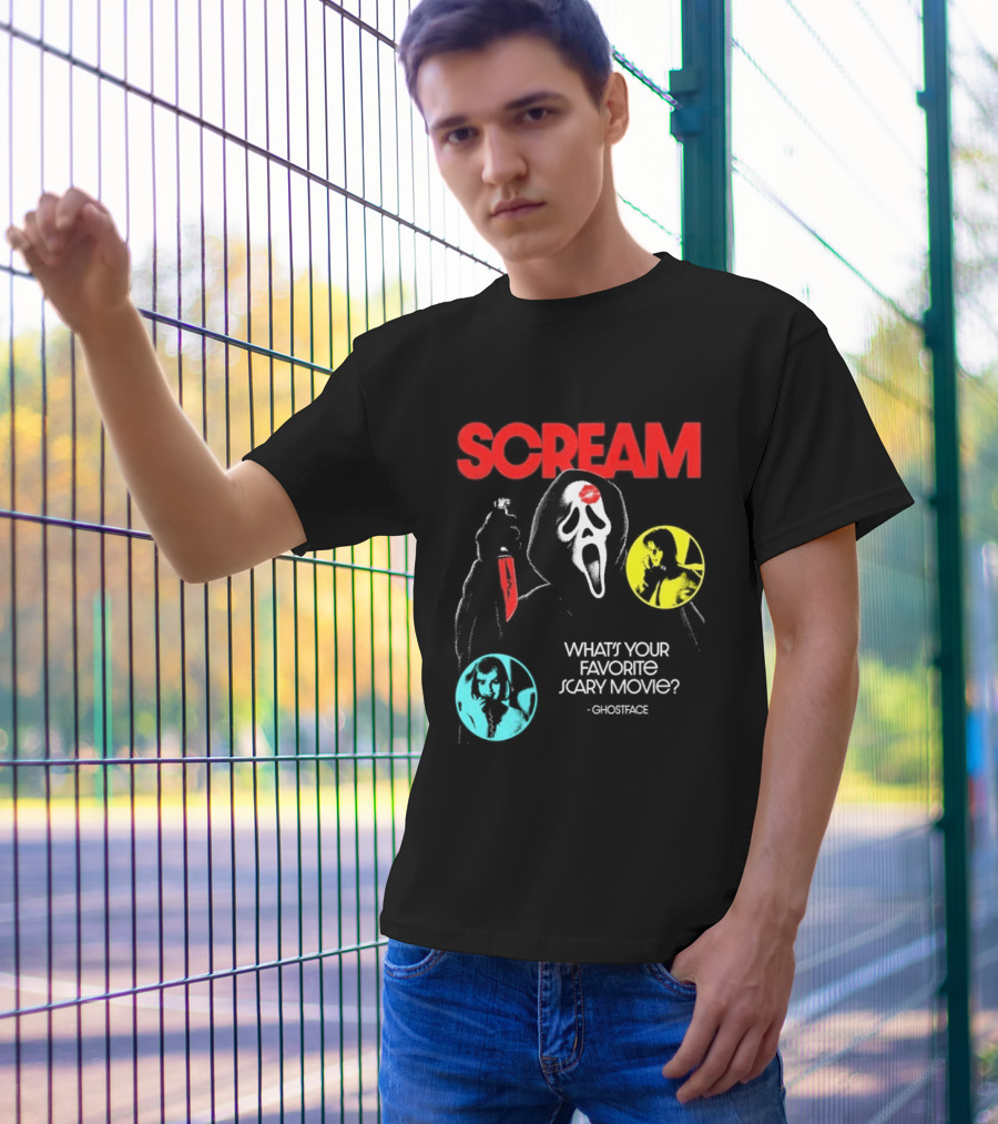 Scream Ghostface What's Your Favorite Scary Movie? T-Shirt