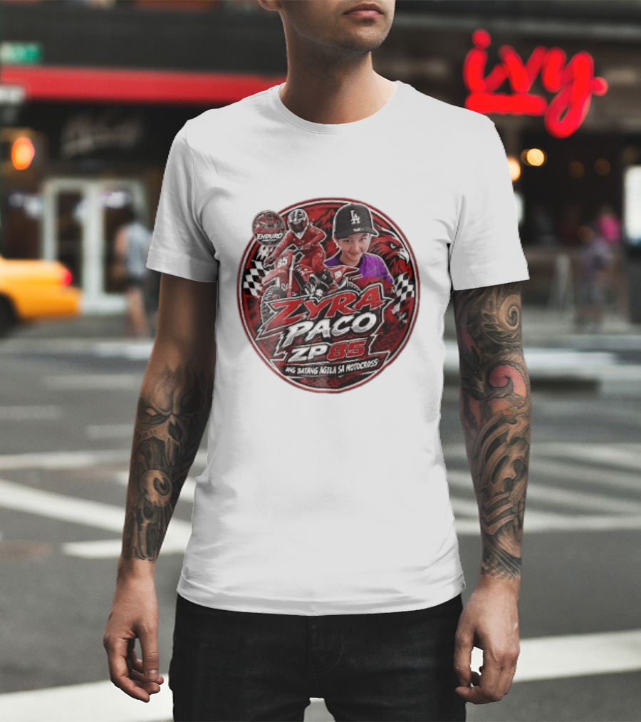 Zyra Paco ZP85 Enduro Ang Batang Agila SA Motocross Dirt Bike Rider Eagle Checkered Flags T-Shirt
