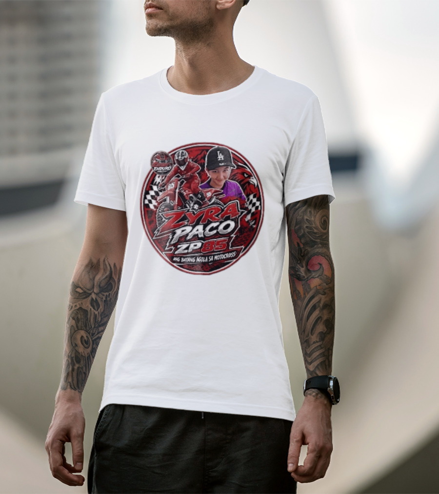 Zyra Paco ZP85 Enduro Ang Batang Agila SA Motocross Dirt Bike Rider Eagle Checkered Flags T-Shirt