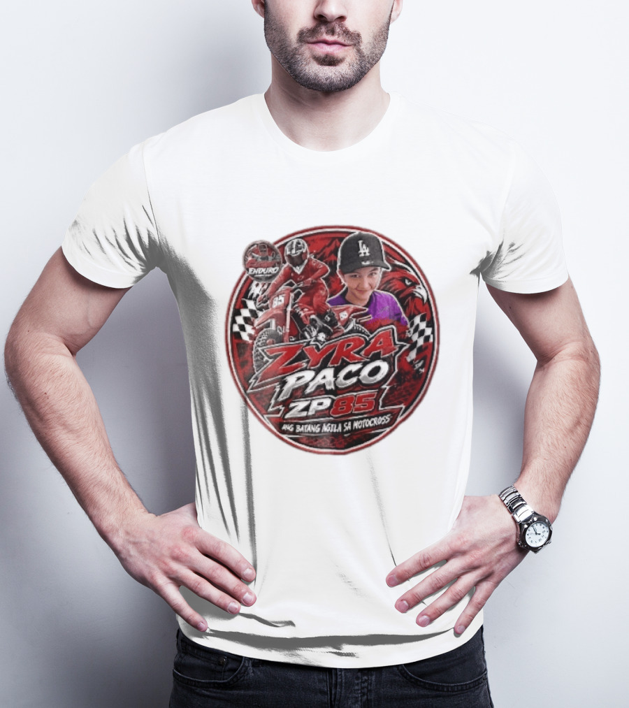 Zyra Paco ZP85 Enduro Ang Batang Agila SA Motocross Dirt Bike Rider Eagle Checkered Flags T-Shirt