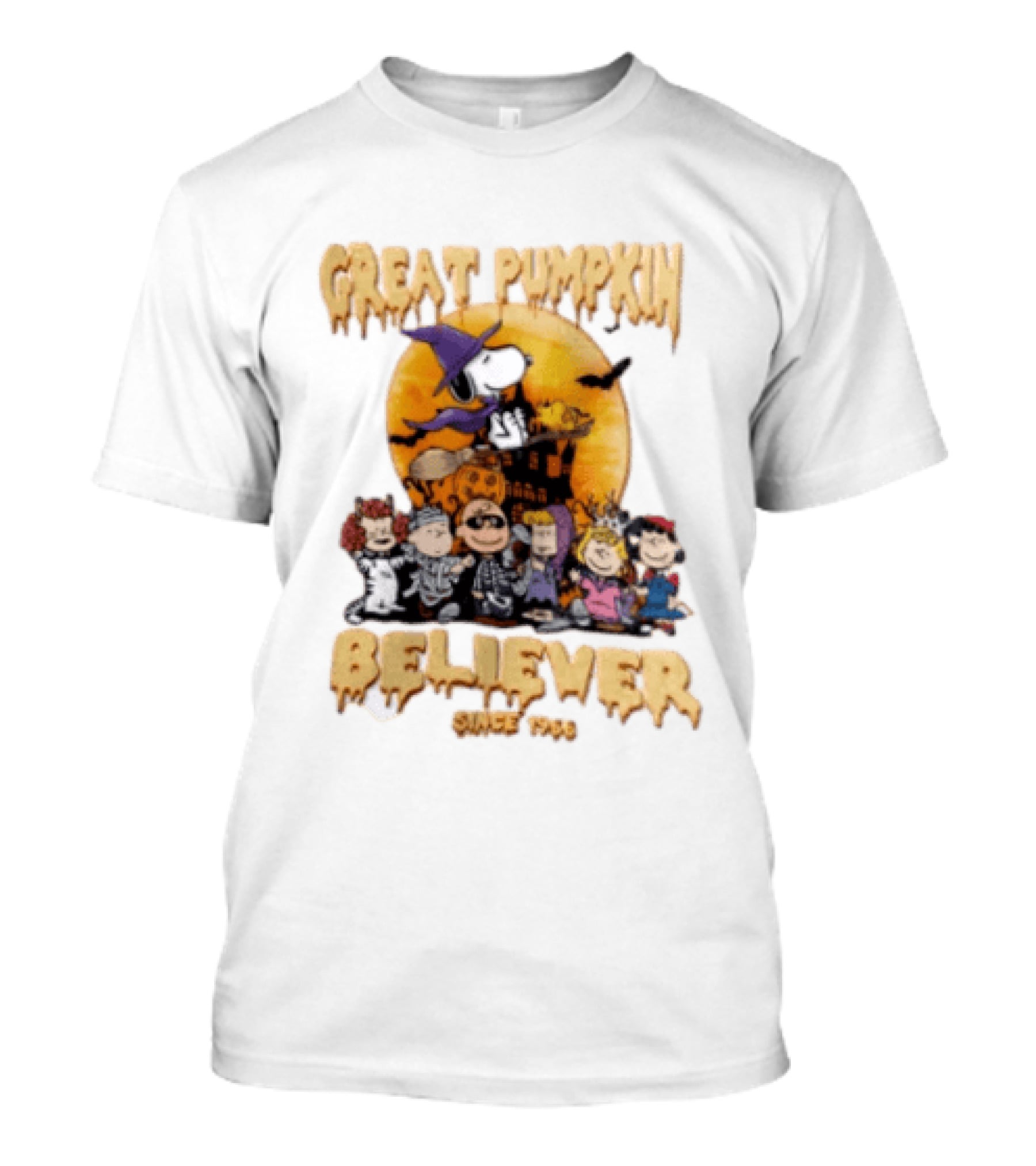 Great Pumpkin Believer Since 1966 Peanuts Halloween Snoopy Woodstock Charlie Brown Linus Sally Lucy Iconic Cartoon T-Shirt