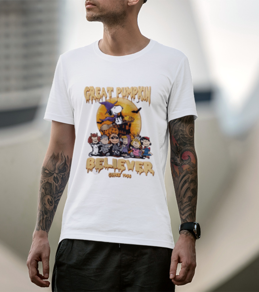 Great Pumpkin Believer Since 1966 Peanuts Halloween Snoopy Woodstock Charlie Brown Linus Sally Lucy Iconic Cartoon T-Shirt