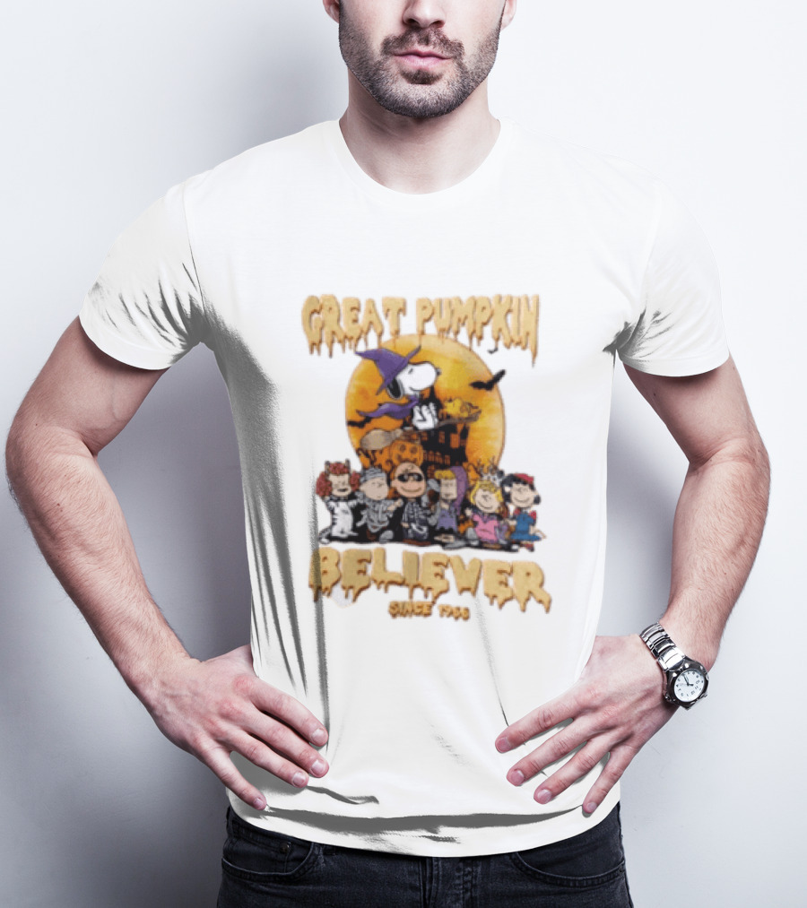Great Pumpkin Believer Since 1966 Peanuts Halloween Snoopy Woodstock Charlie Brown Linus Sally Lucy Iconic Cartoon T-Shirt