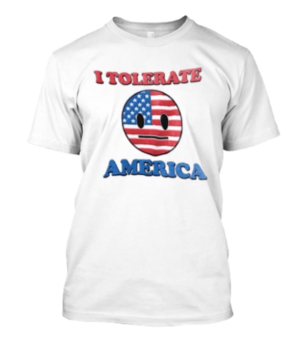 I Tolerate America USA Flag Emoji Face T-Shirt