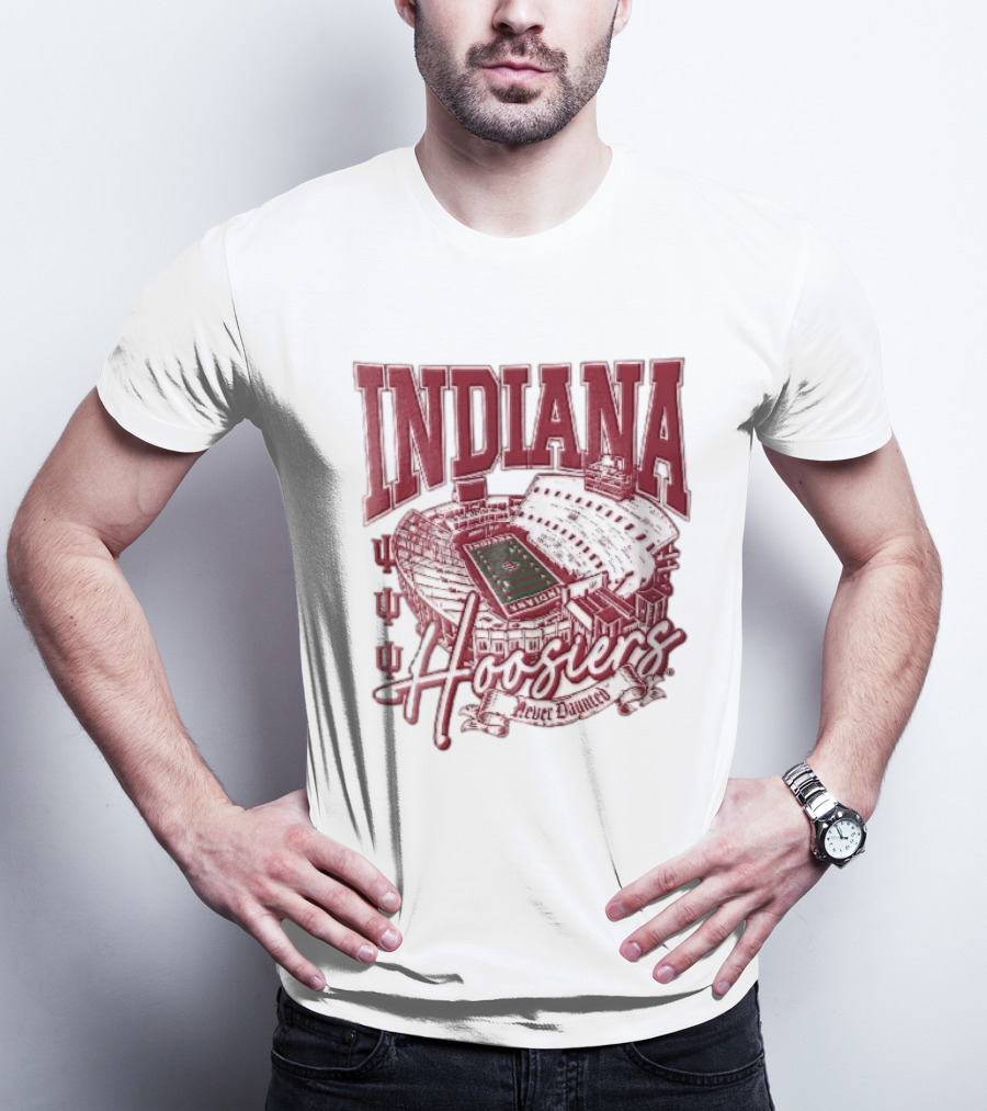 Indiana Hoosiers Never Daunted Memorial Stadium Aerial View Football Field Banner T-Shirt