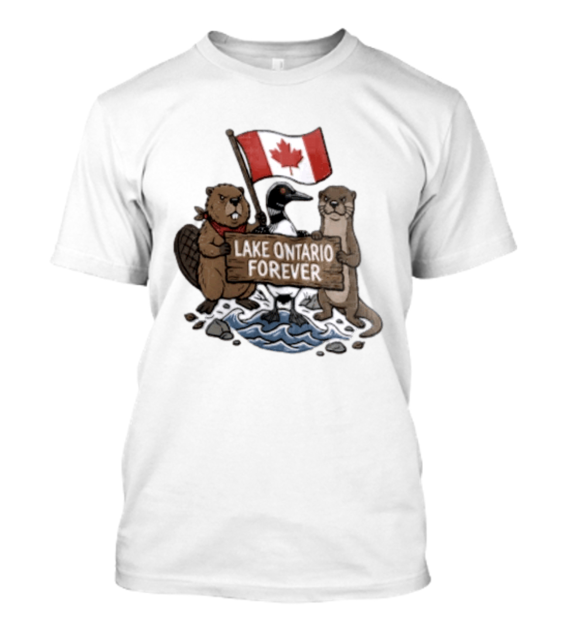 Lake Ontario Forever Canadian Flag Beaver Goose Otter T-Shirt