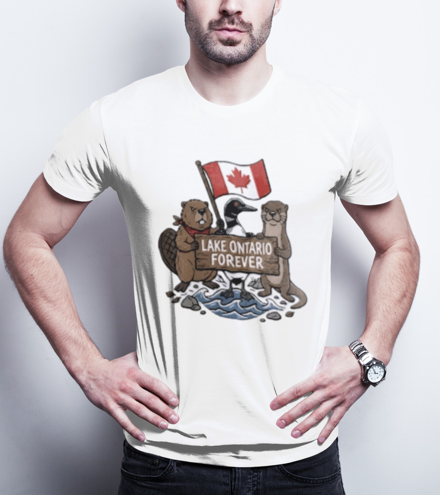 Lake Ontario Forever Canadian Flag Beaver Goose Otter T-Shirt