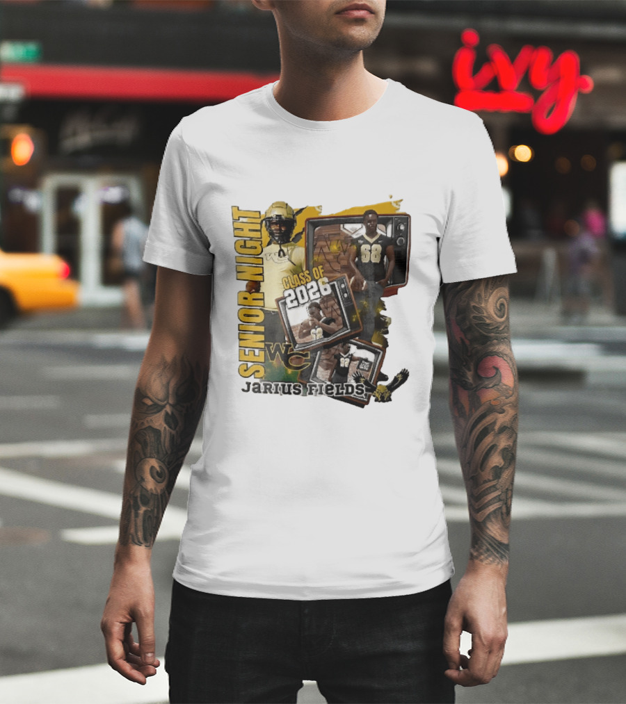 Senior Night Jarius Fields Class Of 2026 WC Football Player Collage T-Shirt