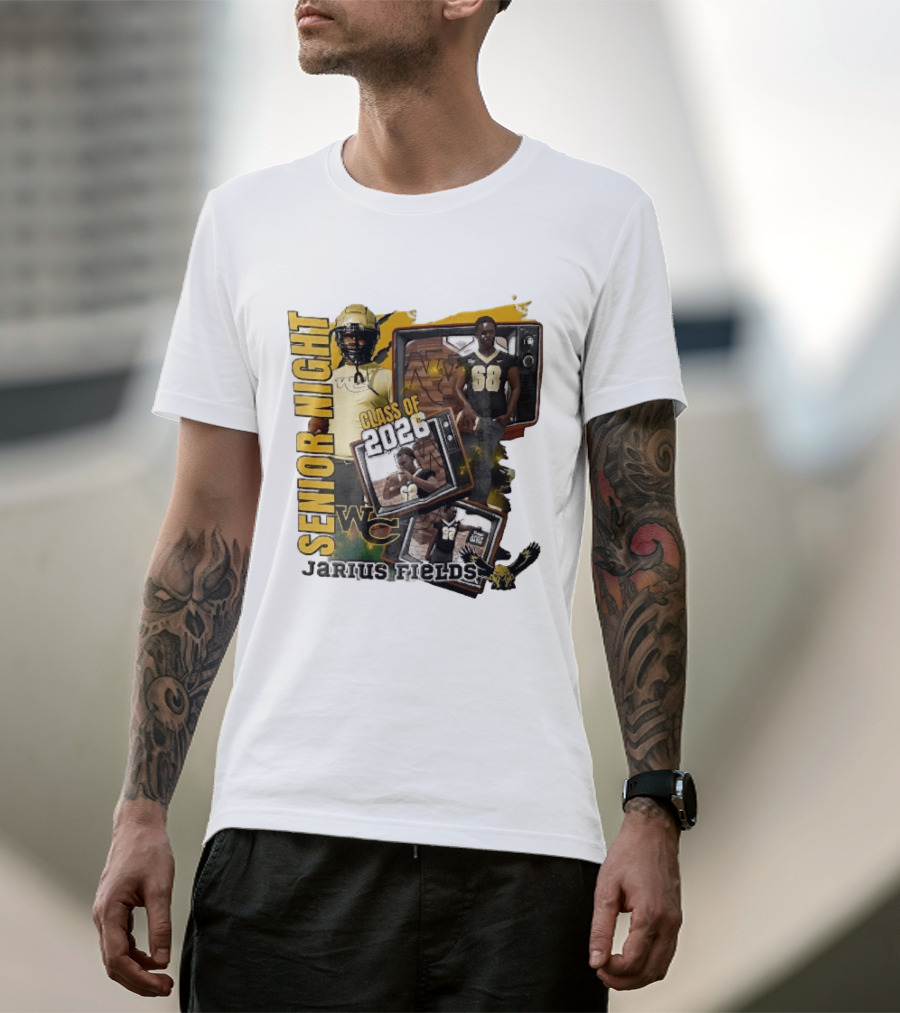 Senior Night Jarius Fields Class Of 2026 WC Football Player Collage T-Shirt