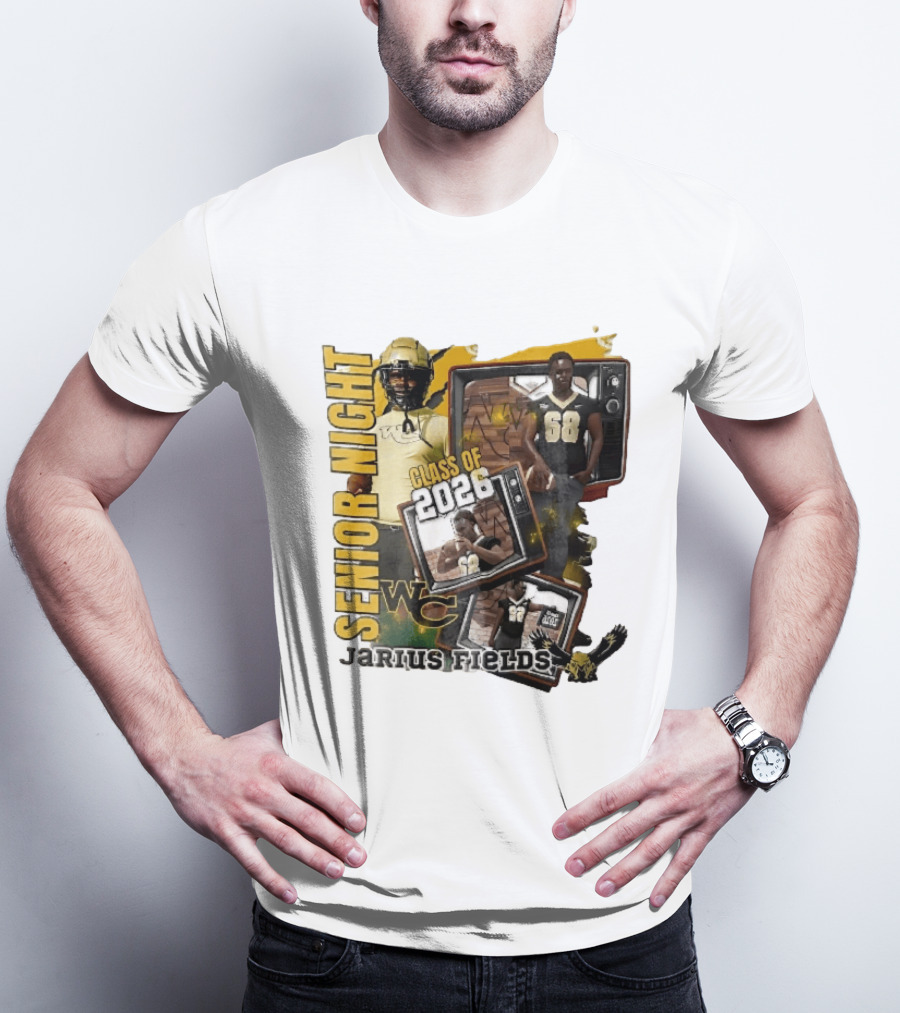 Senior Night Jarius Fields Class Of 2026 WC Football Player Collage T-Shirt