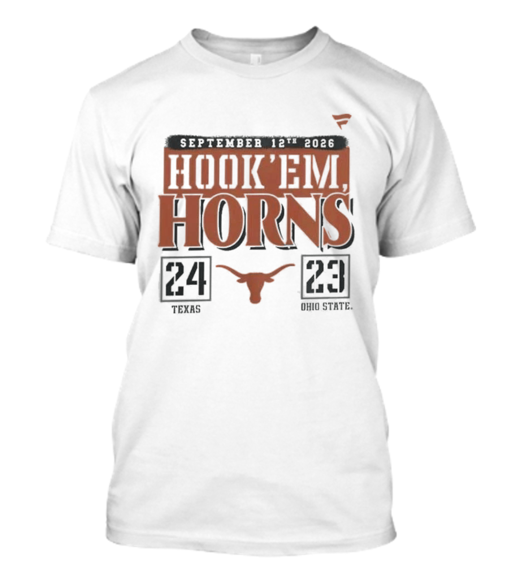 Texas Longhorns 24 Ohio State Buckeyes 23 September 12 2026 Hook'em Horns T-Shirt