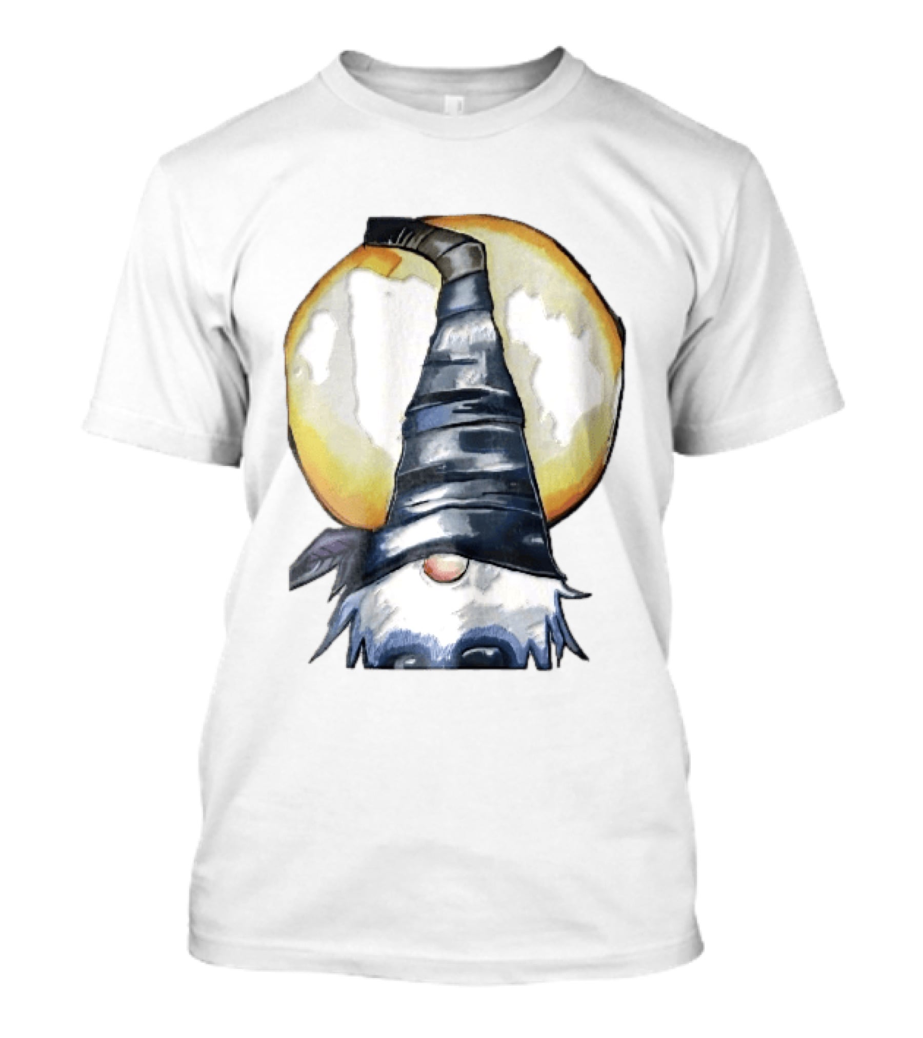 Vichys Cartoon Halloween Witch Gnome Moon Glow Hat T-Shirt