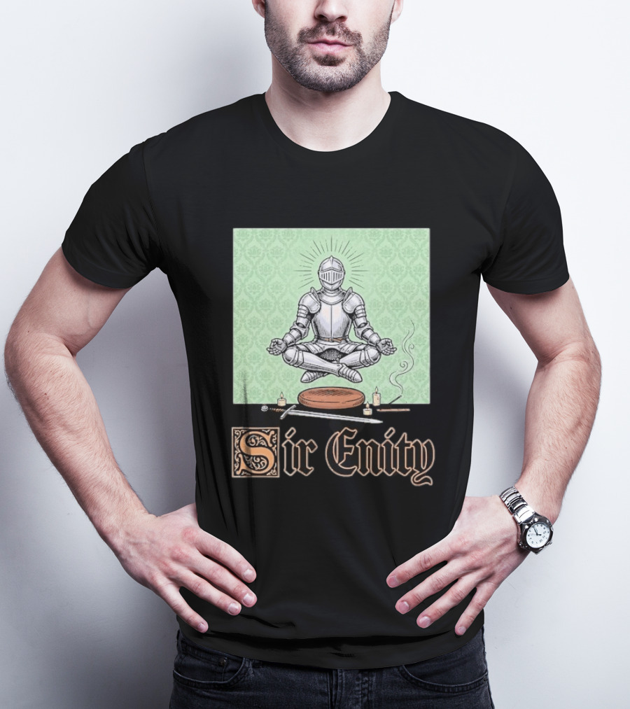 Sir Enity Knight In Meditation With Vintage Design And Candle Accents T-Shirt