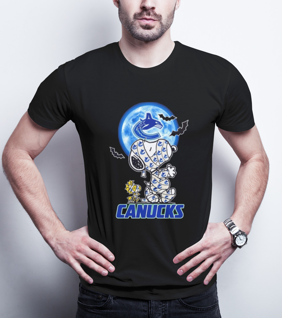 Vancouver Canucks Snoopy And Woodstock Mummy Halloween T-Shirt