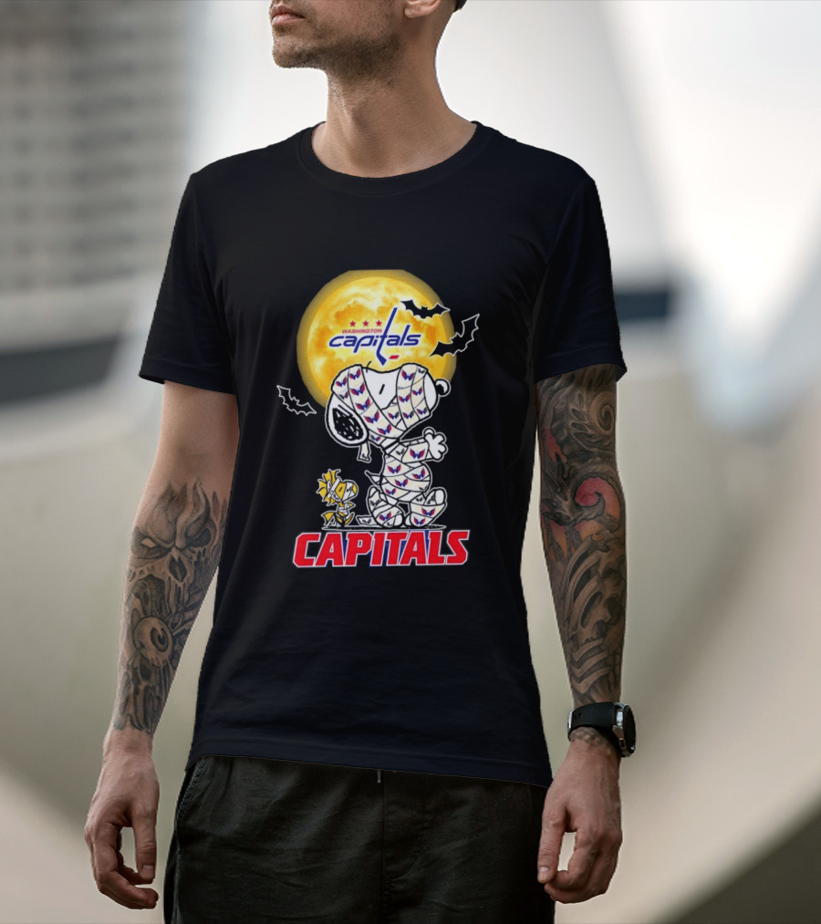 Washington Capitals Snoopy Woodstock Halloween Mummy Cosplay T-Shirt