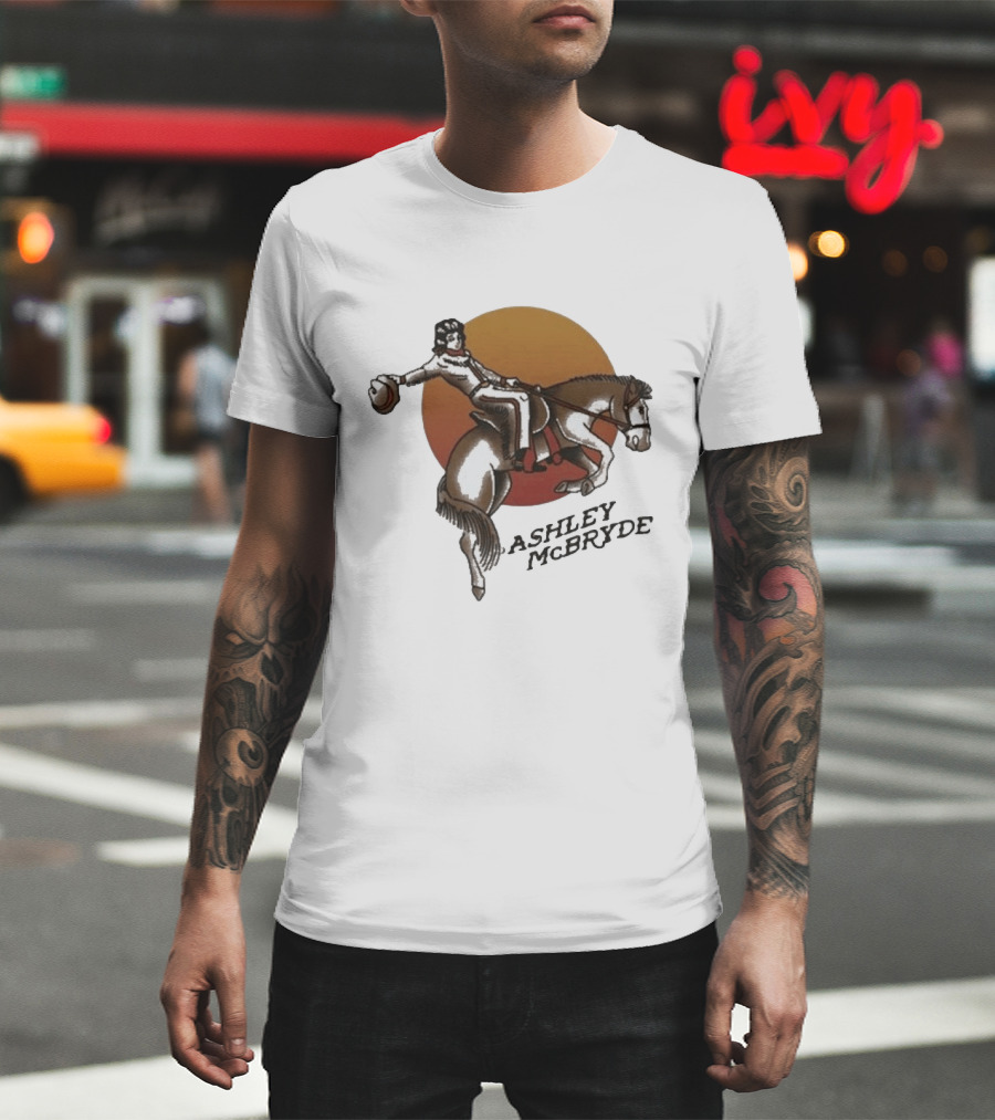 Ashley McBryde Bucking Cowgirl Vintage Sunset Rider T-Shirt