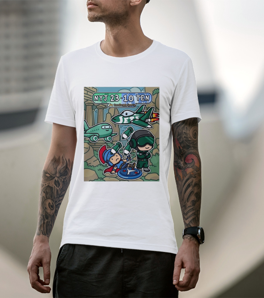 NYJ 23 10 TEN CornDoggy Sports New York Jets Tennessee Titans Fan T-Shirt