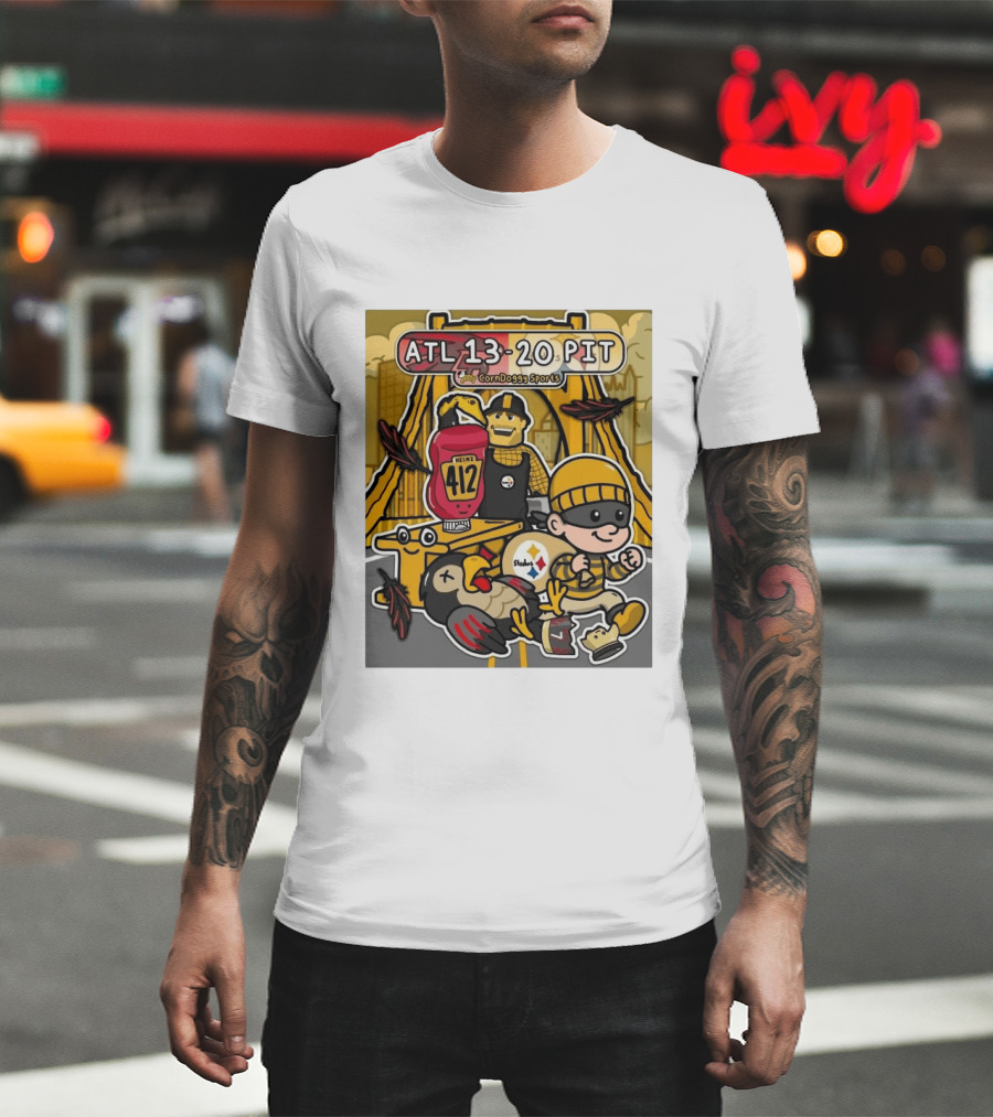 ATL 13 20 PIT CornDoggy Sports With Heinz 412 And Steelers Fan T-Shirt