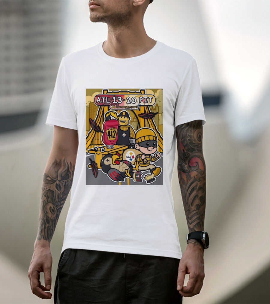 ATL 13 20 PIT CornDoggy Sports With Heinz 412 And Steelers Fan T-Shirt