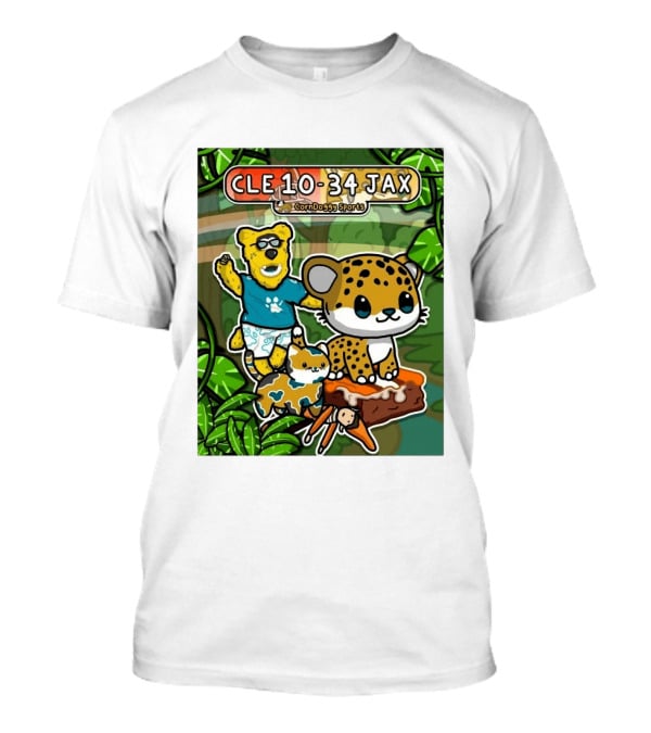 CornDoggy Sports CLE 10 34 JAX Cleveland Browns Vs Jacksonville Jaguars Cartoon Animals T-Shirt