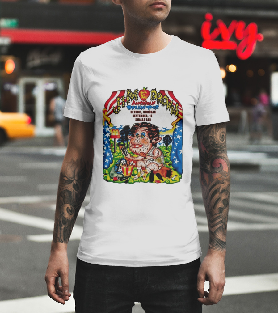 Jim E. Brown American Dream Tour Detroit Michigan September 15 Smalls Bar Concert T-Shirt