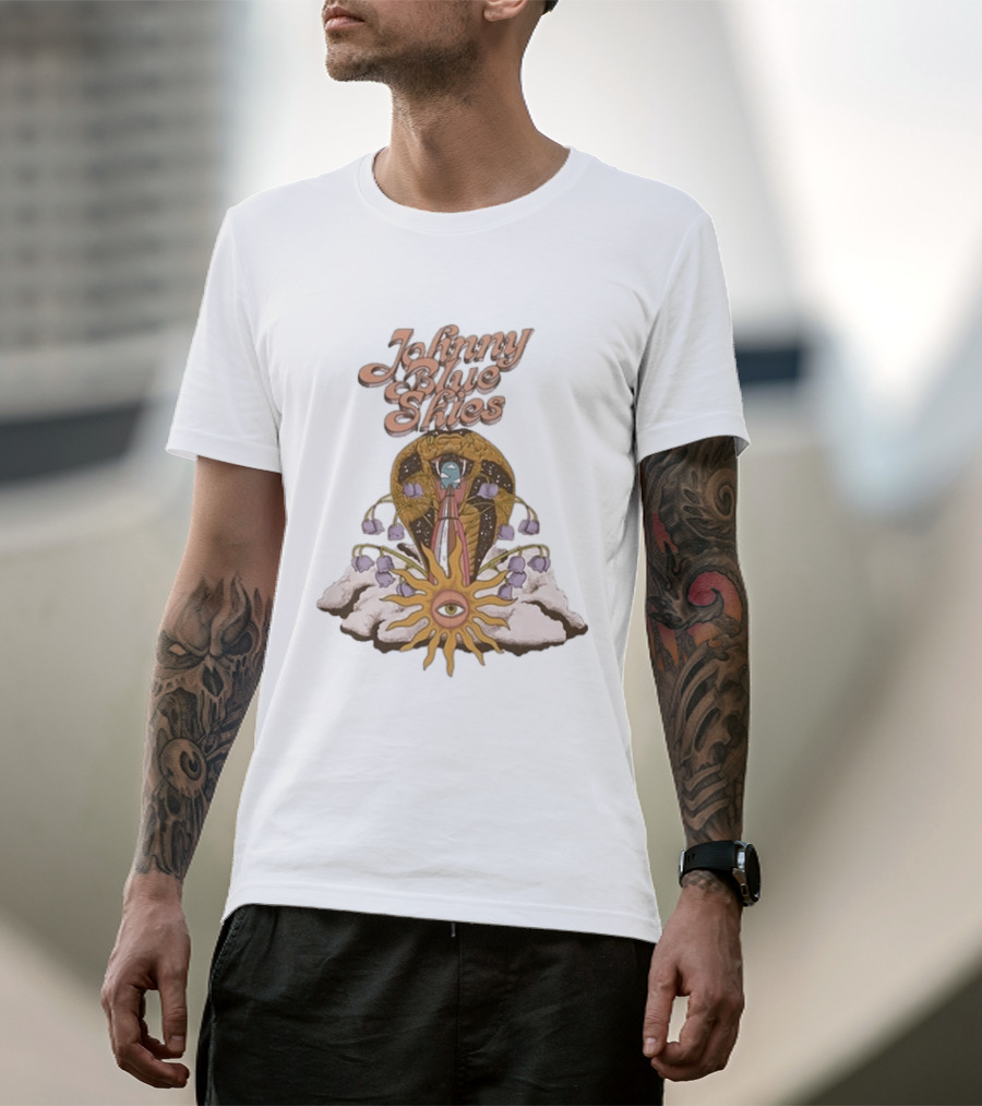 Johnny Blue Skies Snake Vintage Psychedelic Sunflower And Clouds T-Shirt