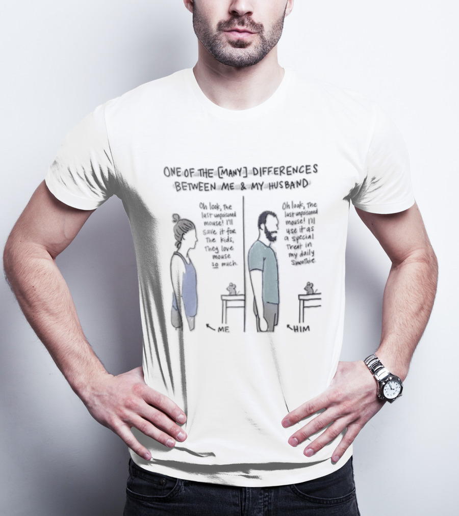 Momlife Comics Differences Between Me And My Husband Cartoon Line Couple T-Shirt