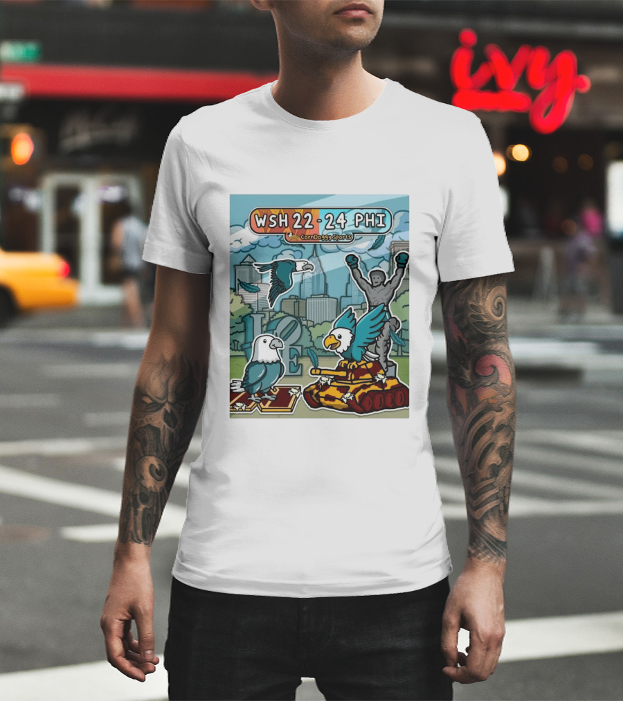 CornDoggy Sports WSH 22 24 PHI Washington Vs Philadelphia Eagles And Tank Scene T-Shirt