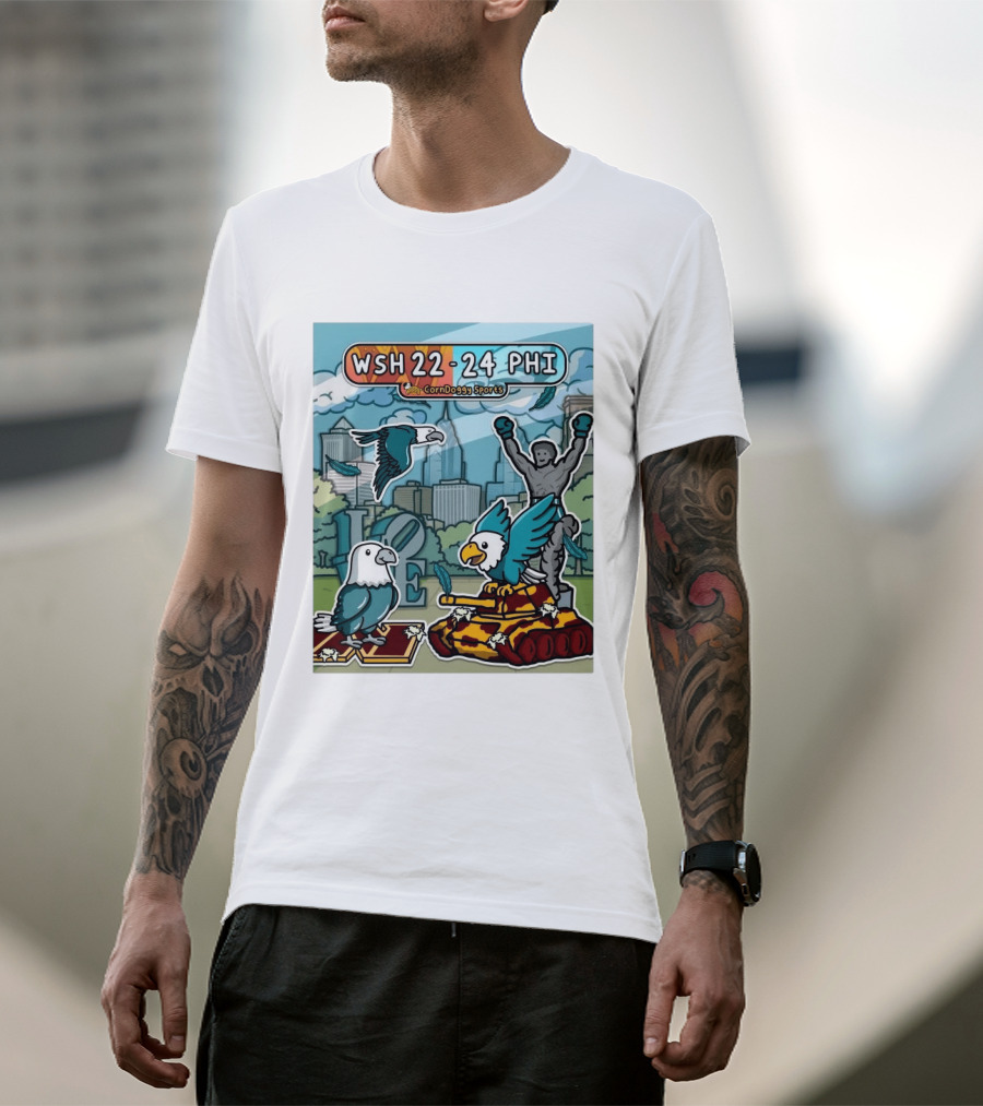 CornDoggy Sports WSH 22 24 PHI Washington Vs Philadelphia Eagles And Tank Scene T-Shirt