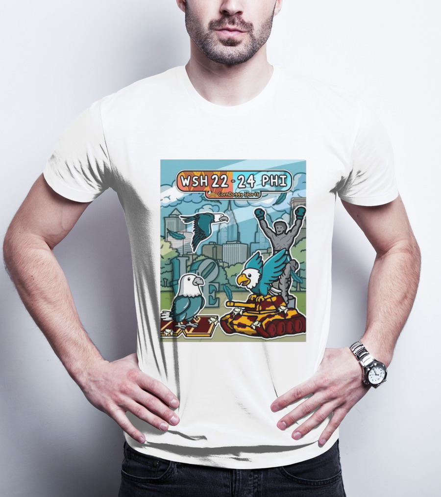CornDoggy Sports WSH 22 24 PHI Washington Vs Philadelphia Eagles And Tank Scene T-Shirt