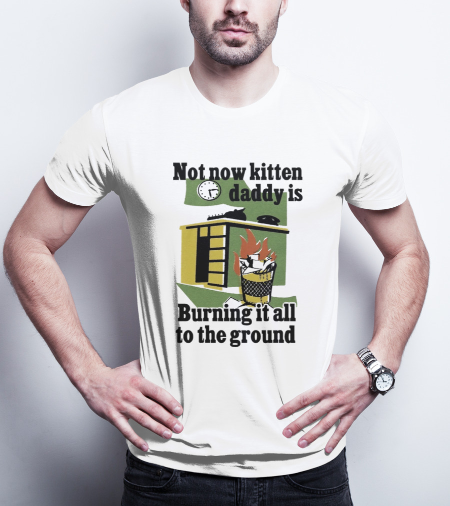 Not Now Kitten Daddy Is Burning It All To The Ground House Fire T-Shirt