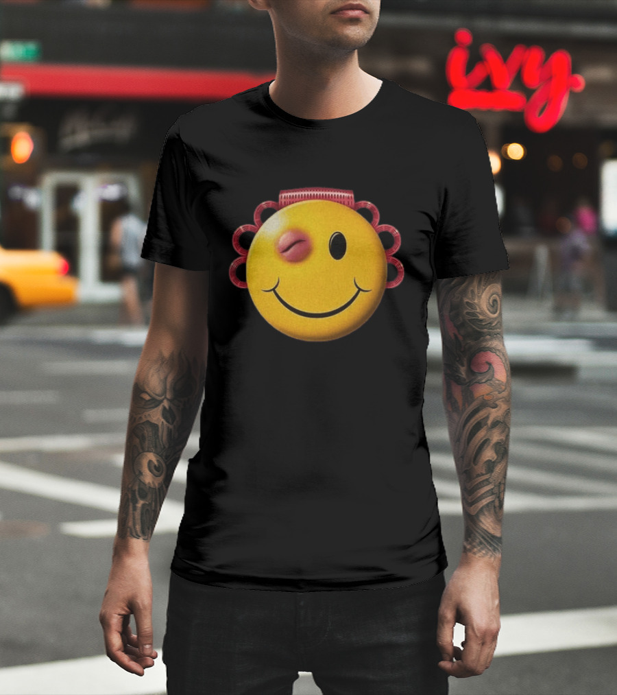 A$AP Rocky Don't Be Dumb Tour Smiley Face With Winking Eye And Red Rope Details T-Shirt