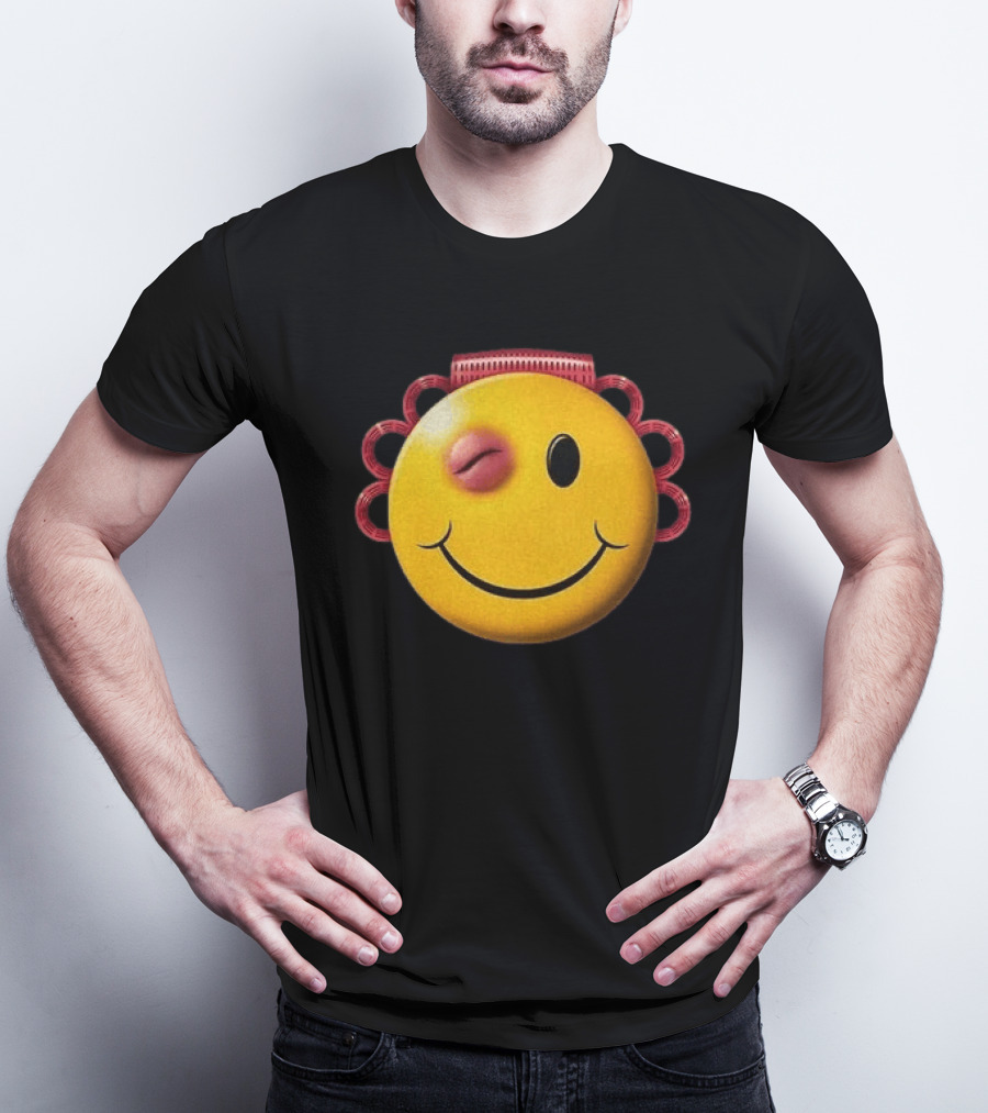 A$AP Rocky Don't Be Dumb Tour Smiley Face With Winking Eye And Red Rope Details T-Shirt