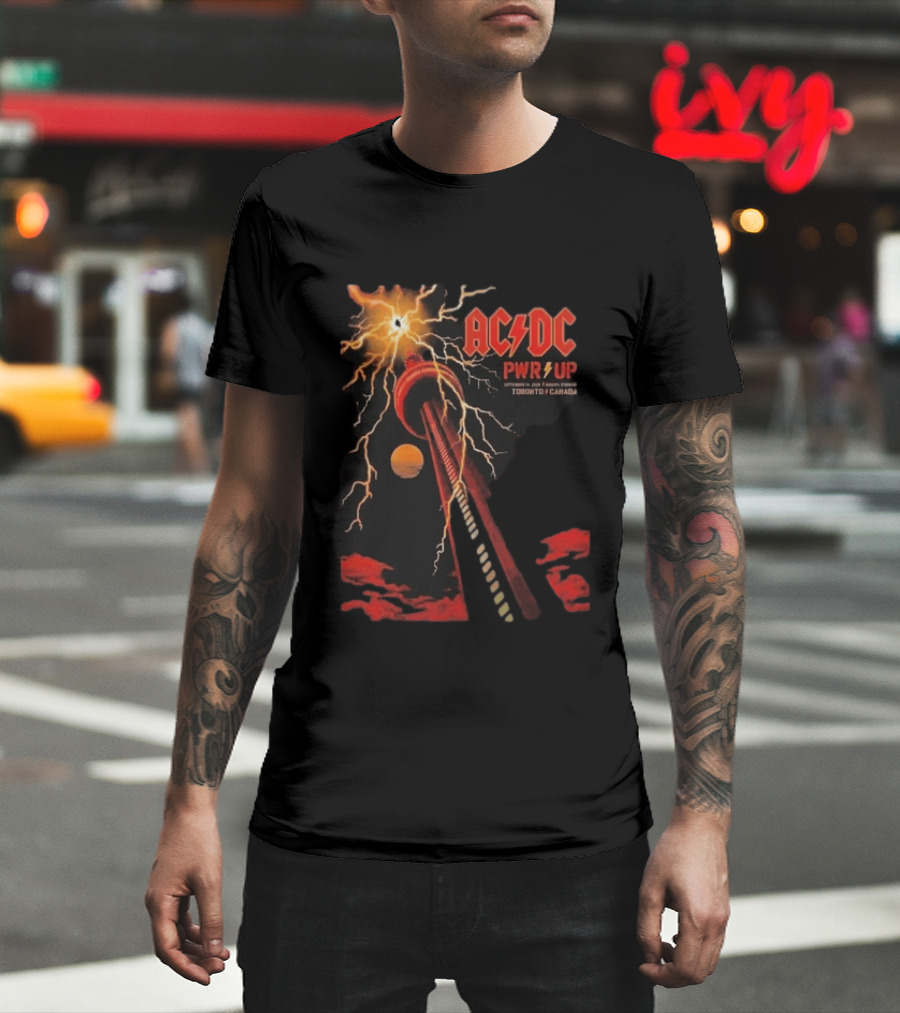 ACDC PWR UP Tour Toronto Canada Event September 16 2026 Rogers Stadium Thunderstruck CN Tower T-Shirt