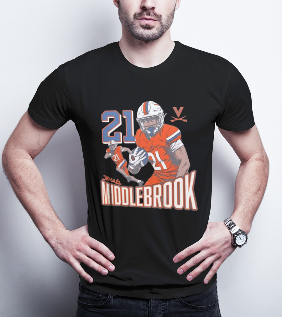 Jekail Middlebrook 21 Virginia Cavaliers Football Player T-Shirt
