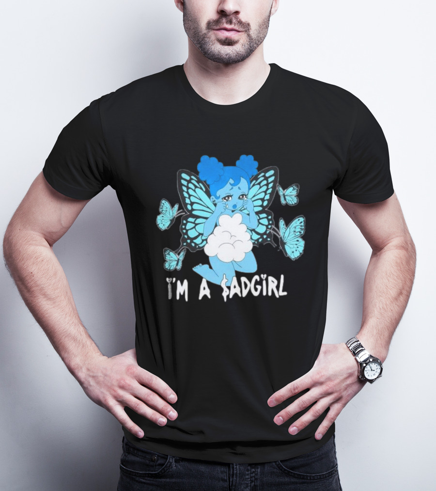 I'm A $ad Girl Blue Butterfly Sad Girlz Store Black T-Shirt