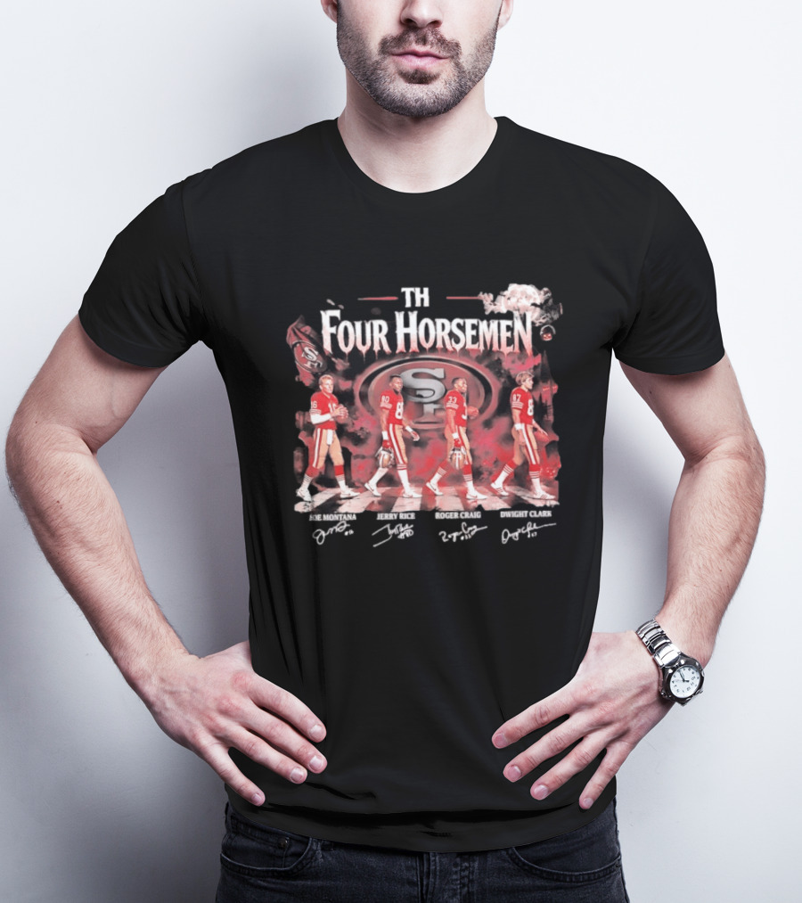 San Francisco 49ers The Four Horsemen Joe Montana Jerry Rice Roger Craig Dwight Clark Abbey Road Halloween T-Shirt