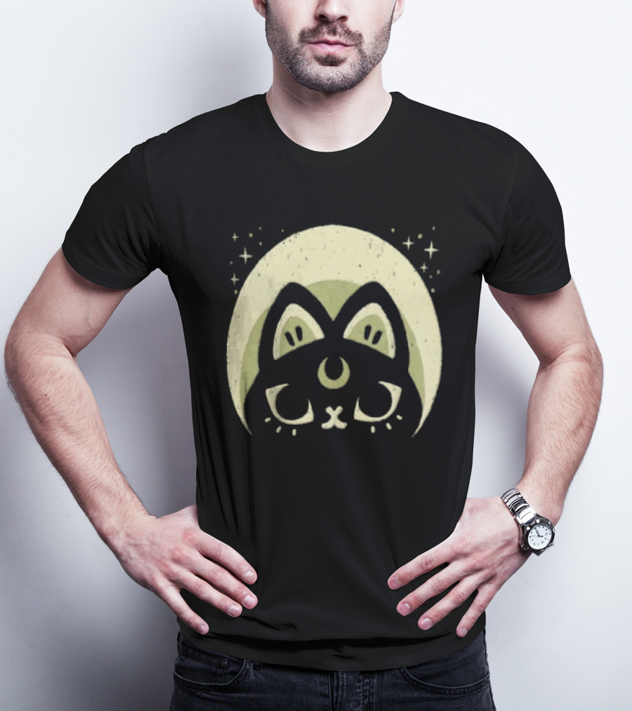 Half Moon Witchy Cat Lunar Magic Mystic Feline T-Shirt