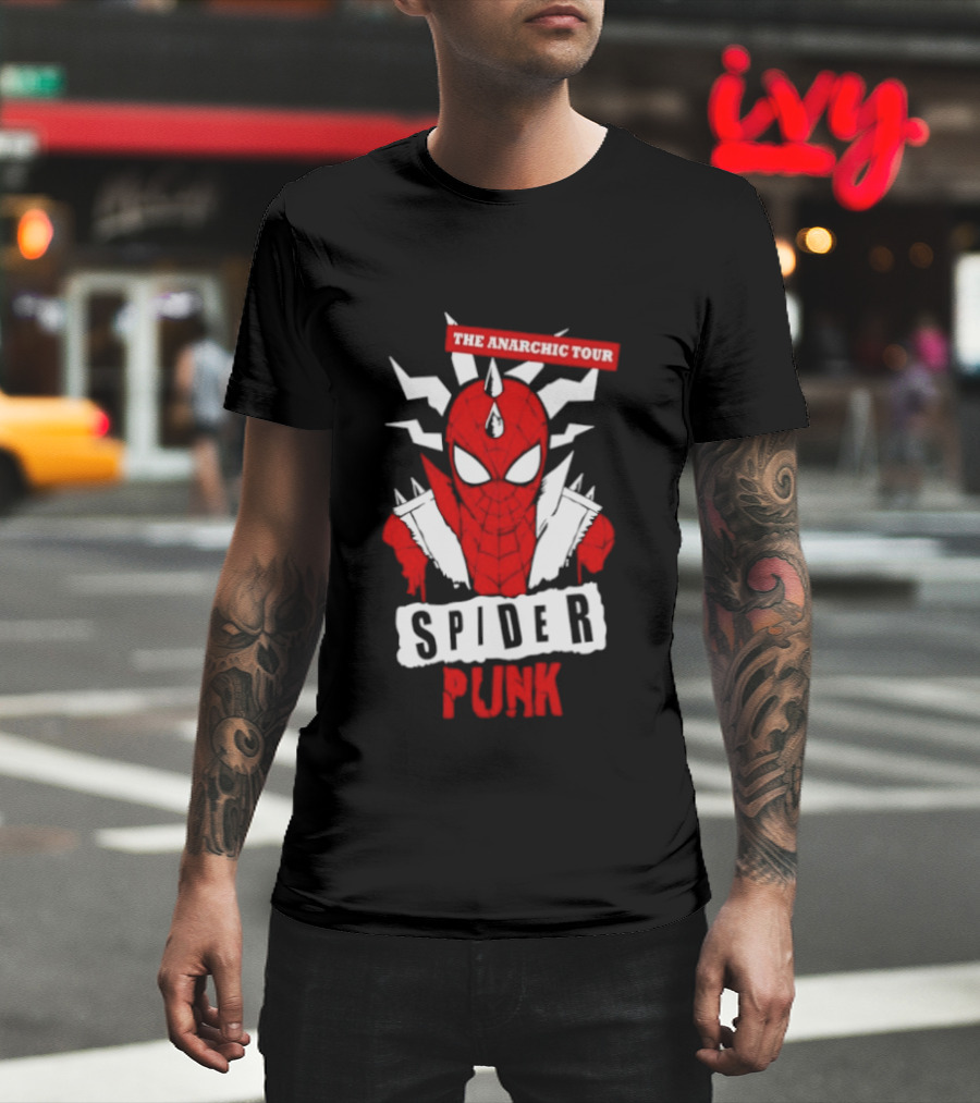 Spider Punk The Anarchic Tour Comic Style Spiked Hero T-Shirt