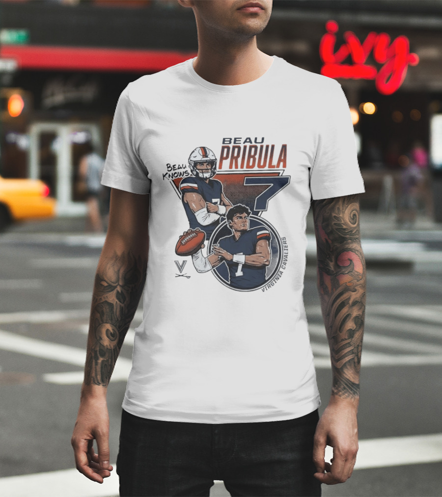Beau Pribula No 7 Virginia Cavaliers Football Beau Knows T-Shirt