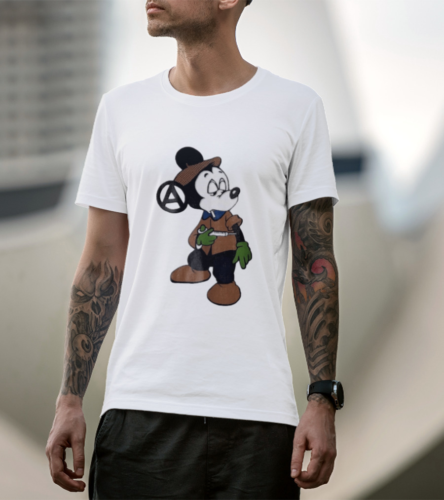 Bootleg Halftone Cartoon Mouse Anarchy Syringe T-Shirt