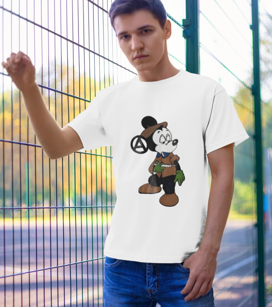 Bootleg Halftone Cartoon Mouse Anarchy Syringe T-Shirt