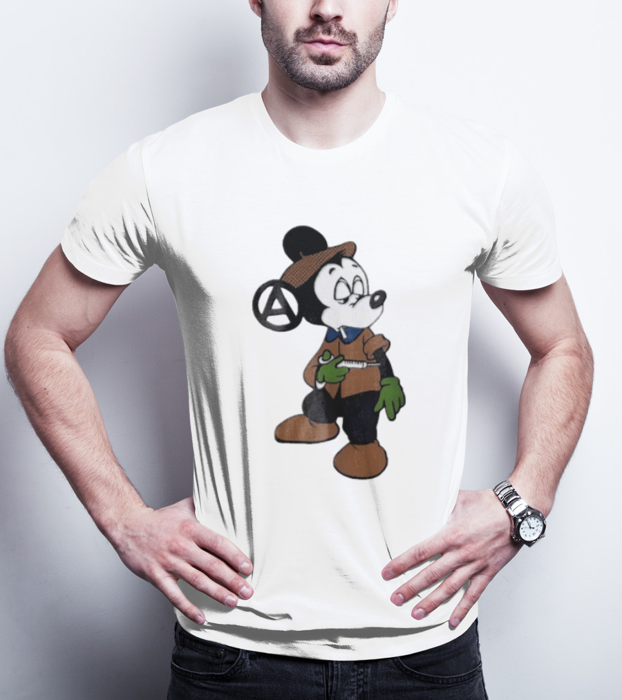 Bootleg Halftone Cartoon Mouse Anarchy Syringe T-Shirt