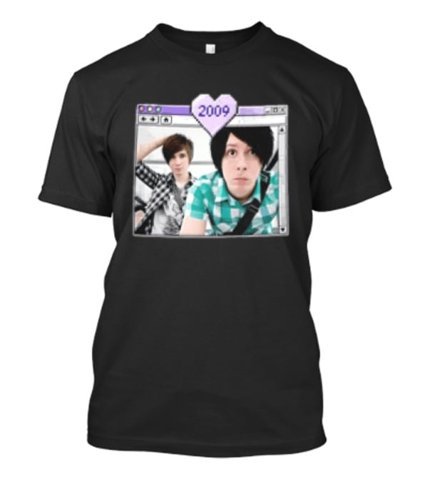 2009 Pixel Heart Icon Dan Howell Phil Lester In Computer Window T-Shirt