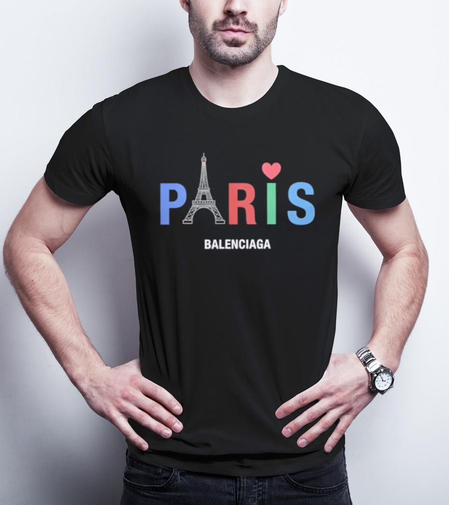 Balenciaga Paris Eiffel Tower Heart T-Shirt