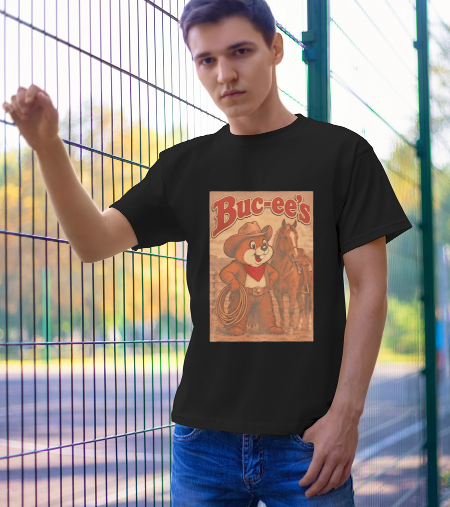 Buc Ee's Cowboy Western Sunset Horse And Lasso T-Shirt